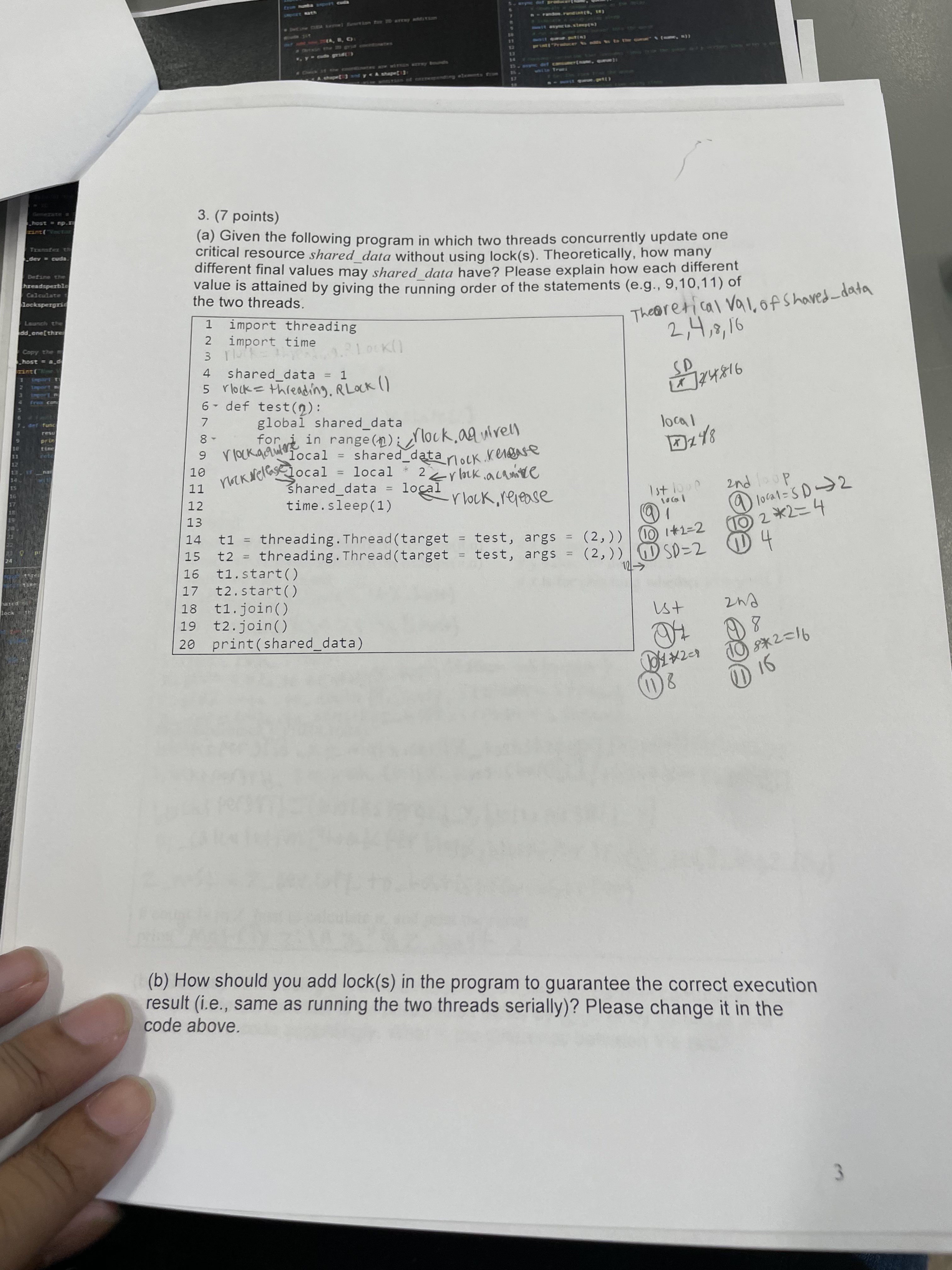 Solved 3. (7 ﻿points)(a) ﻿Given the following program in | Chegg.com