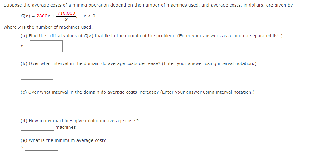 Solved ppose the average costs of a mining operation depend | Chegg.com
