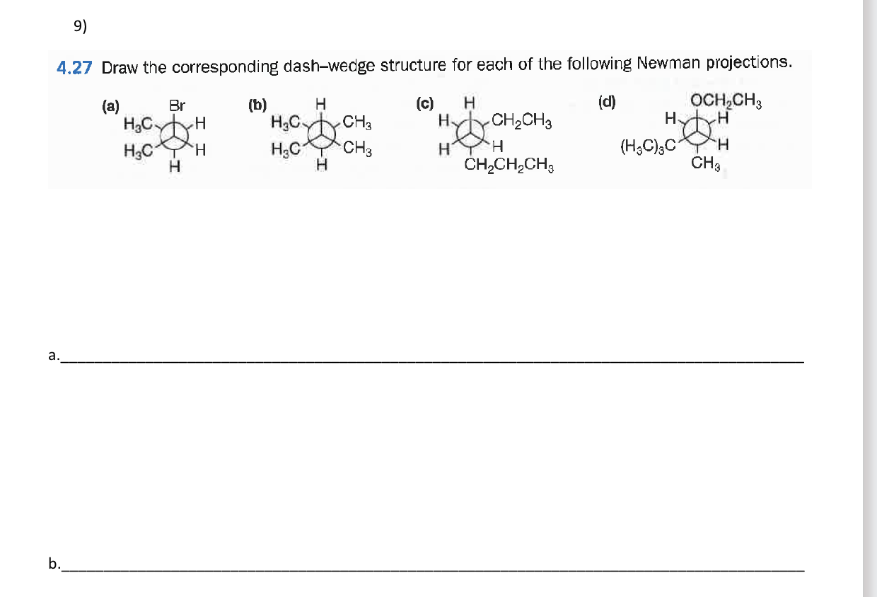 Solved 4.27 Draw the corresponding dash-wedge structure for | Chegg.com