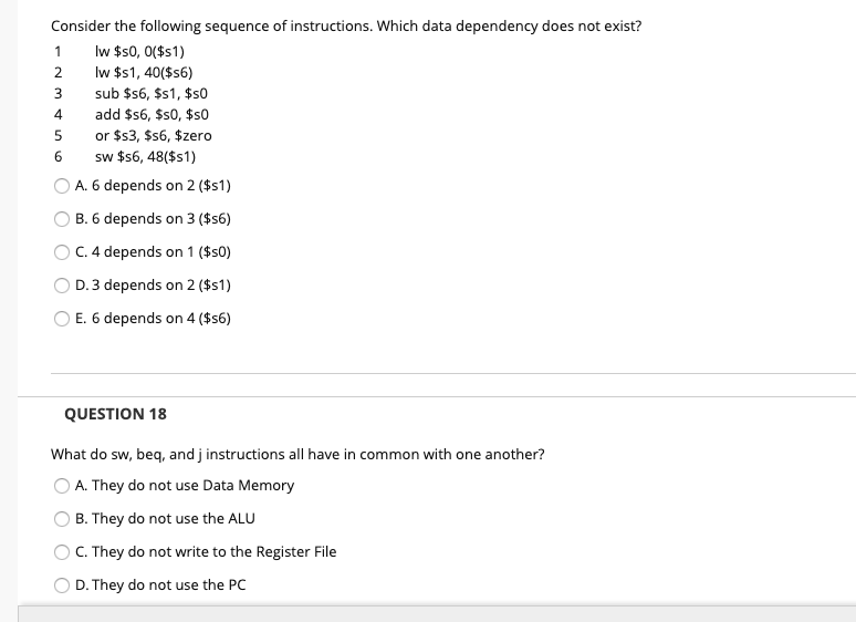 Solved 1 Consider the following sequence of instructions. | Chegg.com