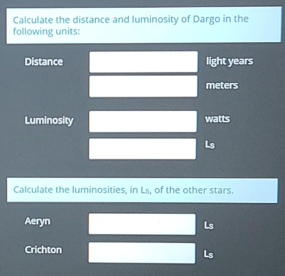 Solved Brightness - Assessment Calculate the distance and | Chegg.com