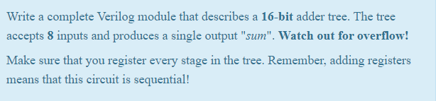 Solved Write a complete Verilog module that describes a | Chegg.com
