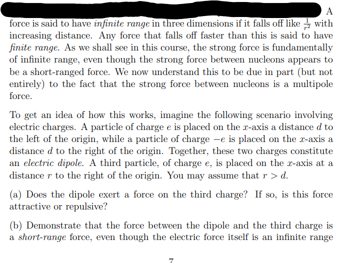 Solved force is said to have infinite range in three | Chegg.com