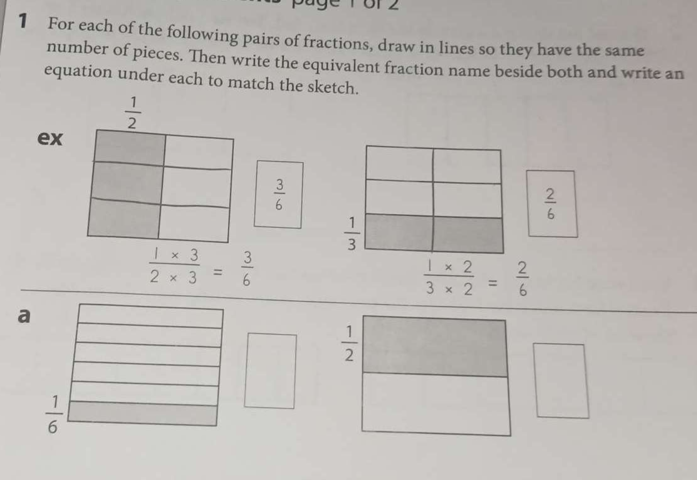 Solved 1 For each of the following pairs of fractions, draw | Chegg.com