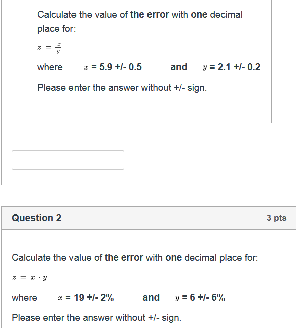 Solved Calculate the value of the error with one decimal | Chegg.com