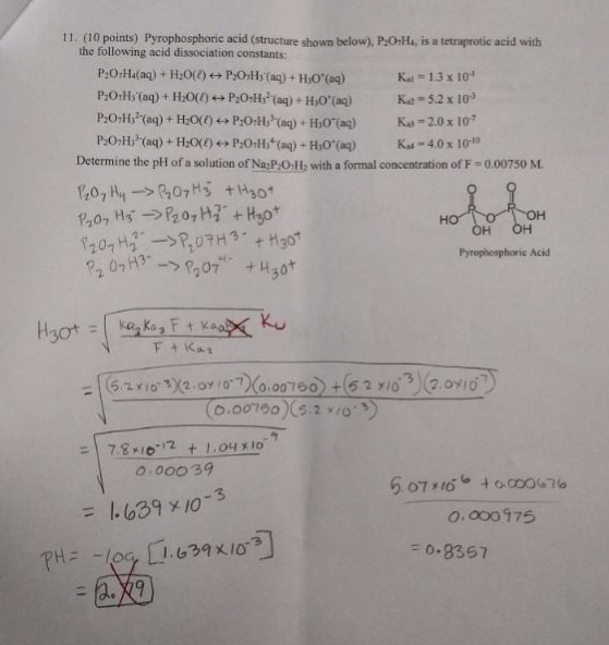 Solved t1. (10 points) Pyrophosphoric acid (structure shown | Chegg.com