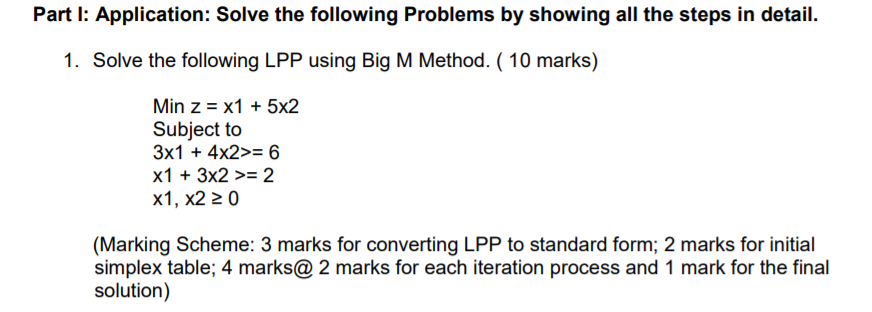 Solved Part I: Application: Solve the following Problems by | Chegg.com