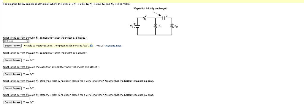 Solved The diagram below depicts an RC-circuit where C = | Chegg.com