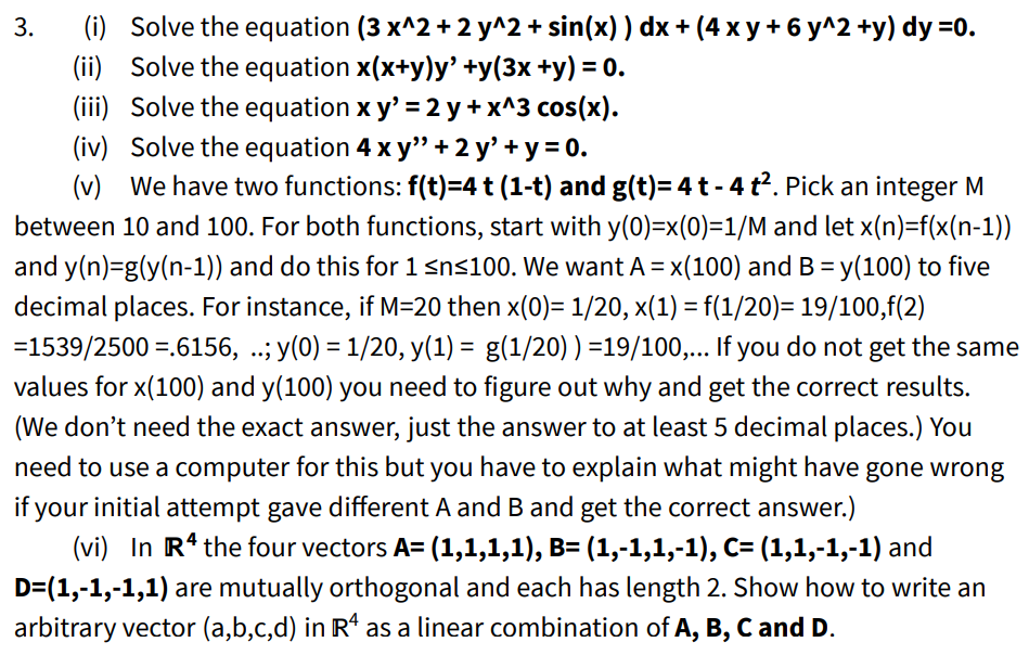Solved 3. (i) Solve the equation | Chegg.com