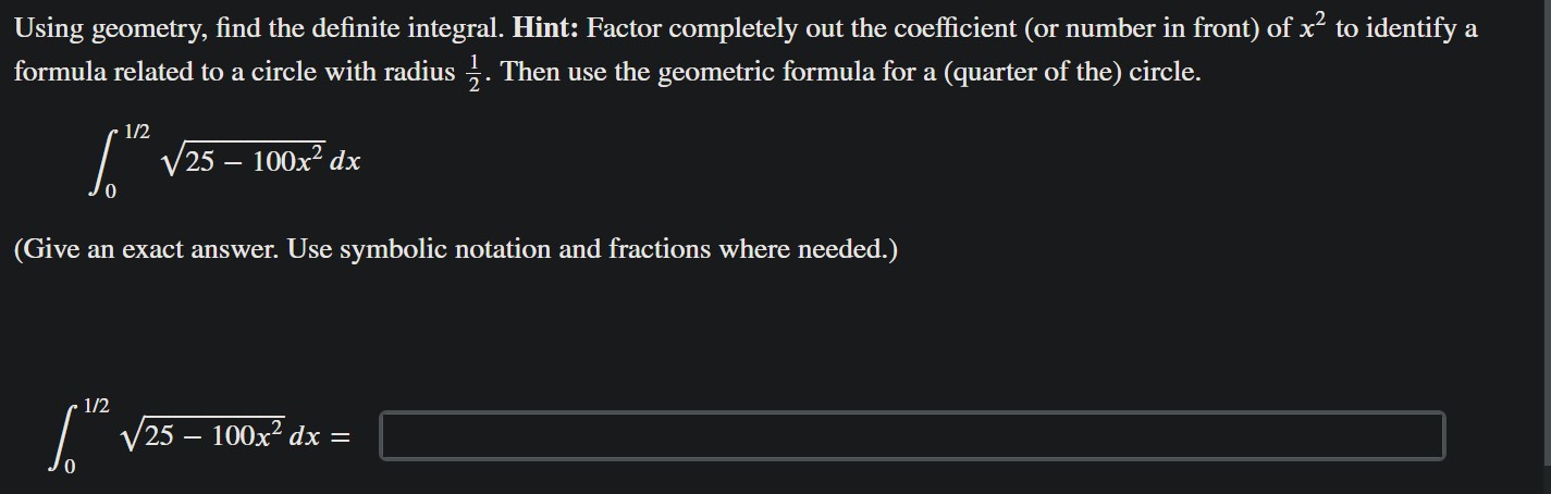 Solved Using geometry, evaluate the integral such that the | Chegg.com