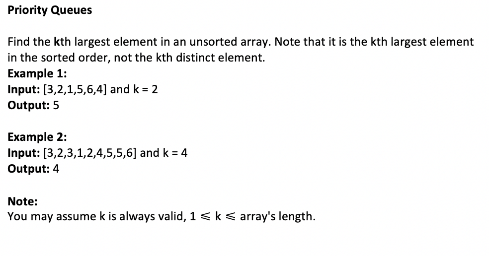 Solved Priority Queues Find The Kth Largest Element In An Chegg