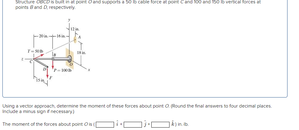 Solved Structure OBCD is built in at point O ﻿and supports a | Chegg.com