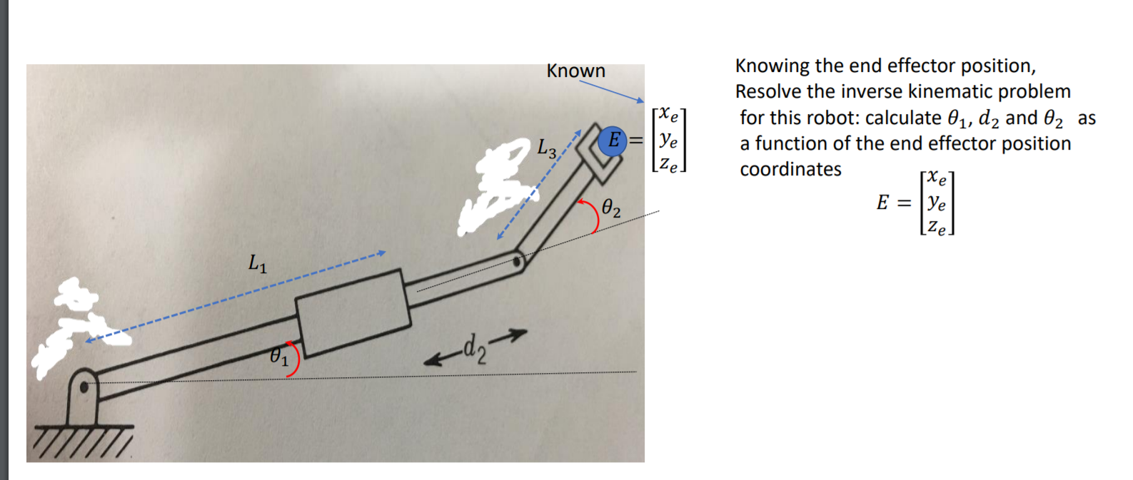 Known Knowing the end effector position, Resolve the | Chegg.com