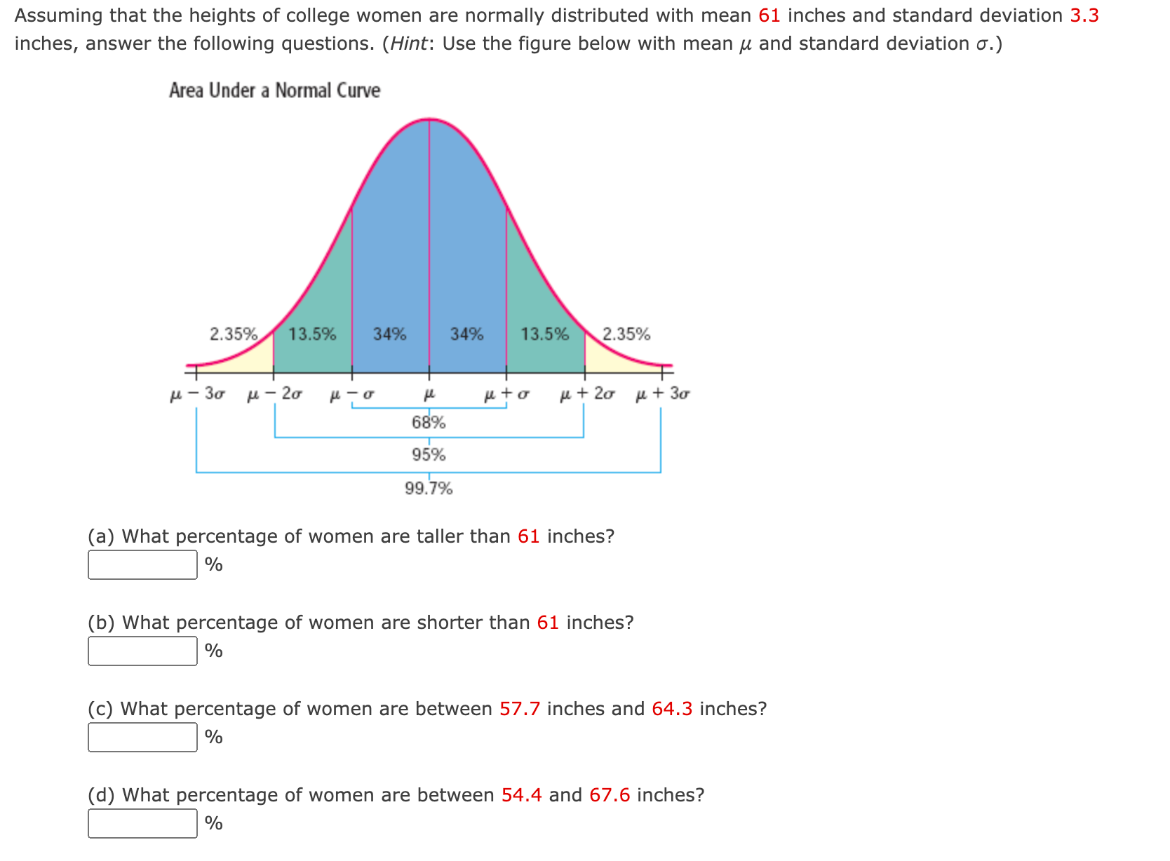 Solved Assuming that the heights of college women are | Chegg.com