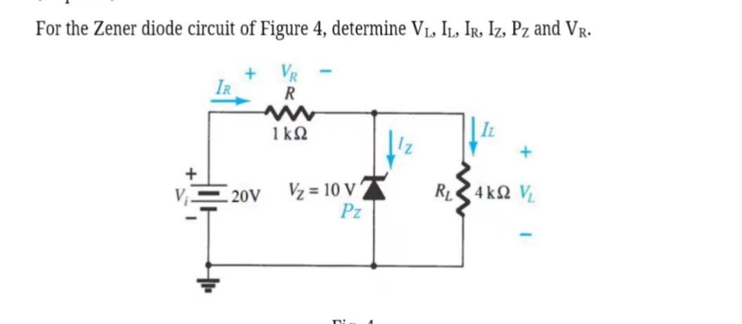 Solved For the Zener diode circuit of Figure 4, determine | Chegg.com
