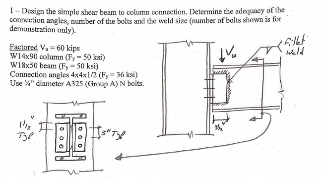 Solved 1 - Design the simple shear beam to column | Chegg.com