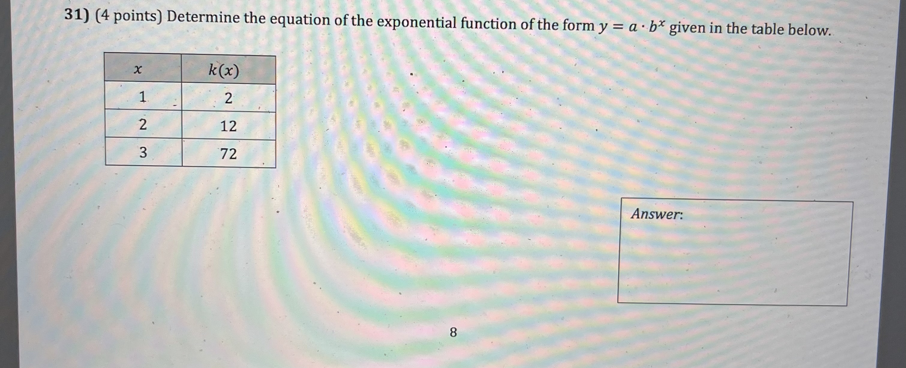 Solved 31) (4 points) Determine the equation of the | Chegg.com