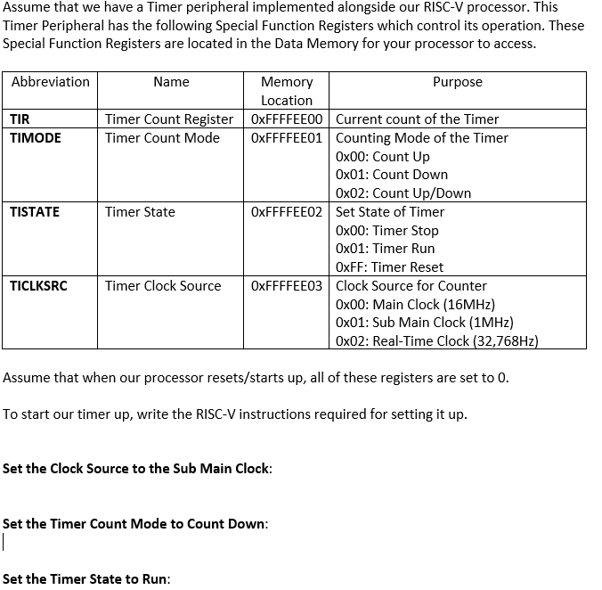 Solved Assume that we have a Timer peripheral implemented | Chegg.com