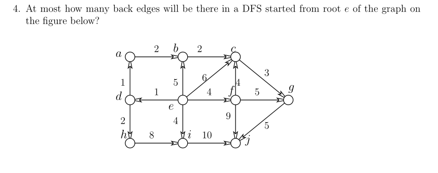 Solved 4. At most how many back edges will be there in a DFS | Chegg.com