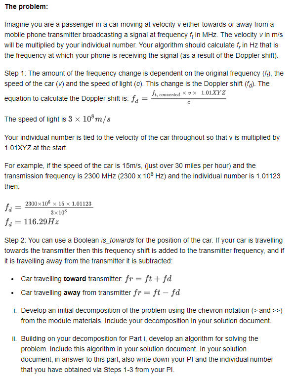 Solved equation to calculate the Doppler shift is: fd=cft, | Chegg.com