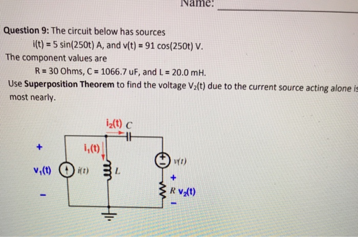 Solved Use superposition theorem to find the voltage V2(t) | Chegg.com
