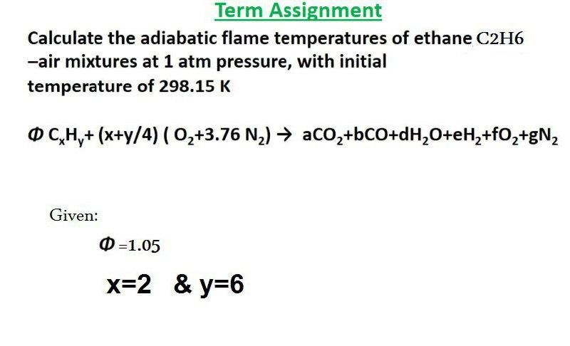 Solved Term Assignment Calculate the adiabatic flame | Chegg.com