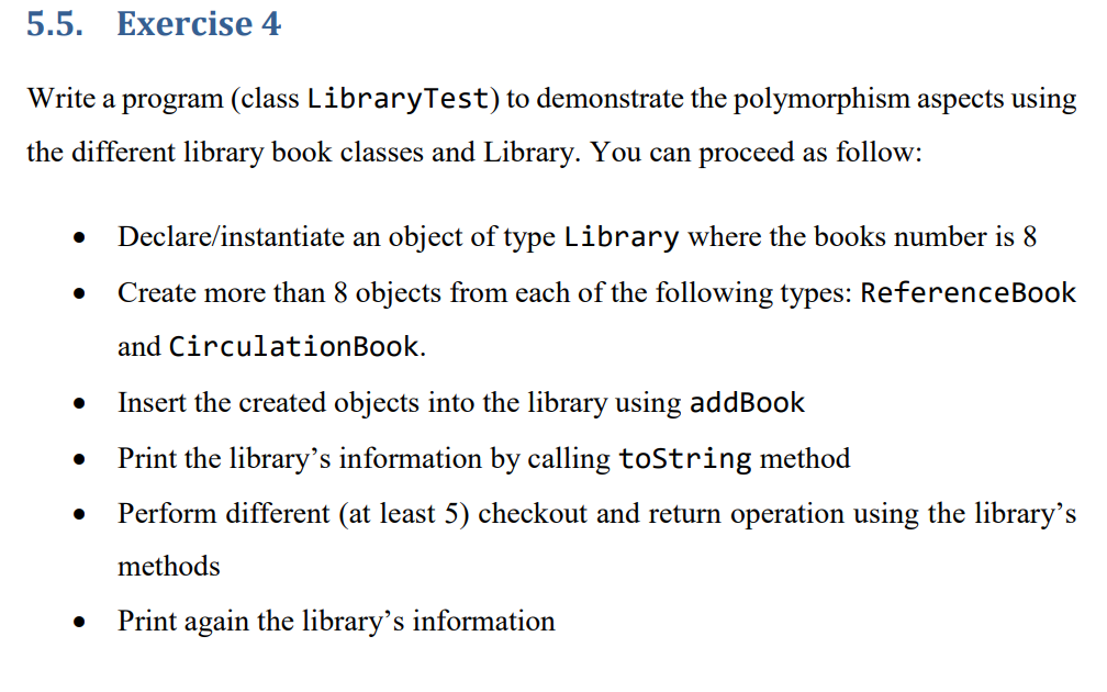 Solved Consider the 5 classes provided with this exercise | Chegg.com