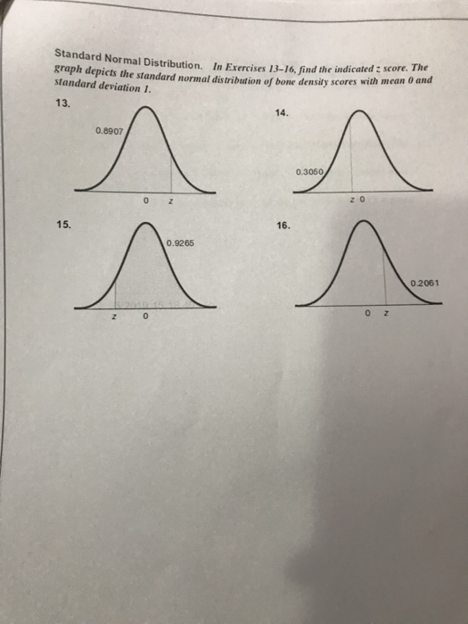 Solved Standard Normal Distribution. In Exercises 13-16, | Chegg.com