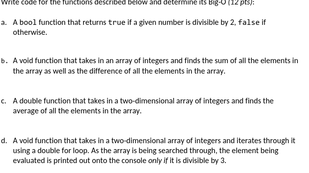 Solved Write code for the functions described below and | Chegg.com