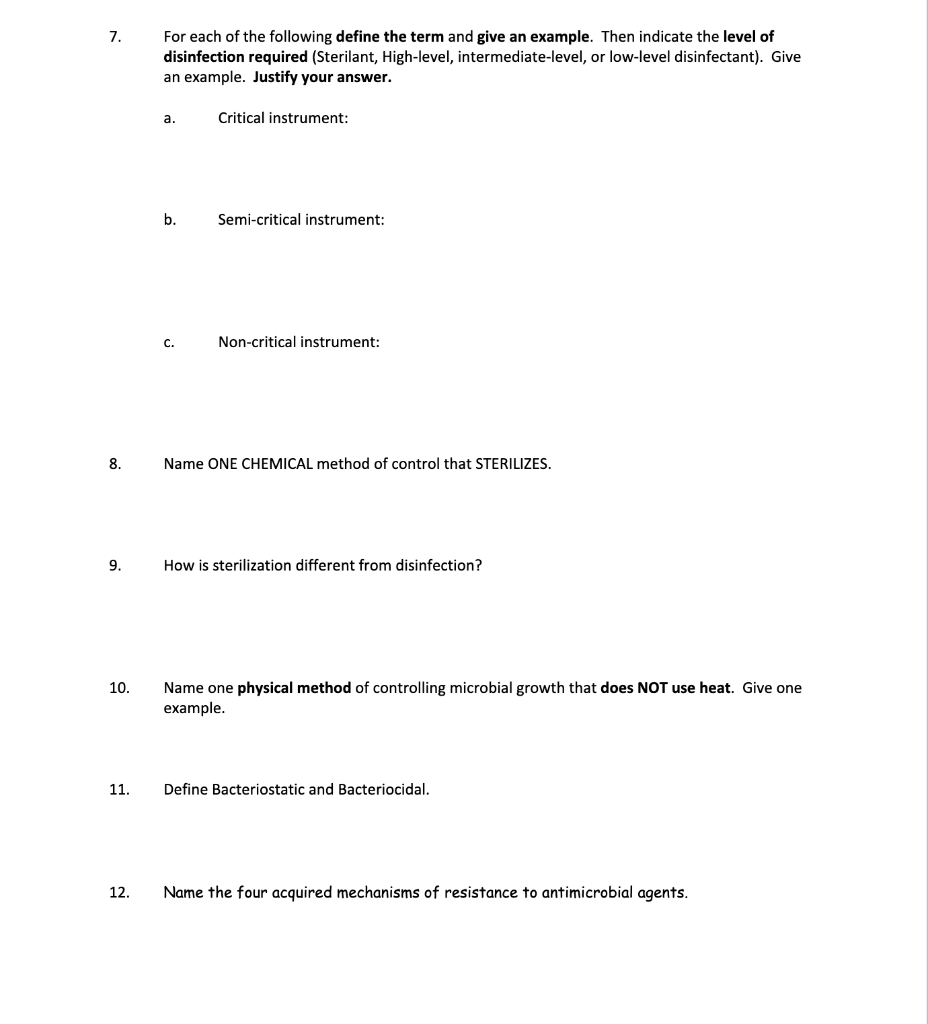 Solved For each of the following define the term and give an | Chegg.com