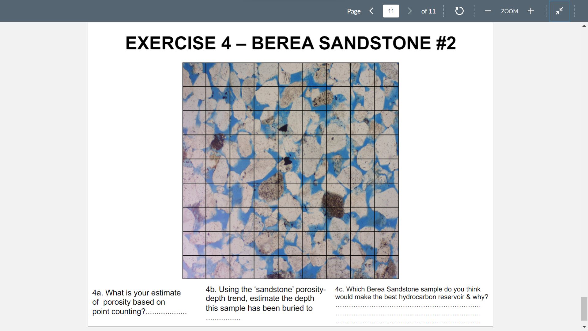 Solved EXERCISE 4 - BEREA SANDSTONE \#2 4a. What is your | Chegg.com