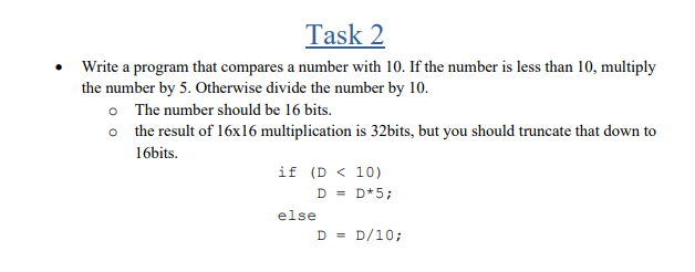 Solved Task 2 Write a program that compares a number with | Chegg.com