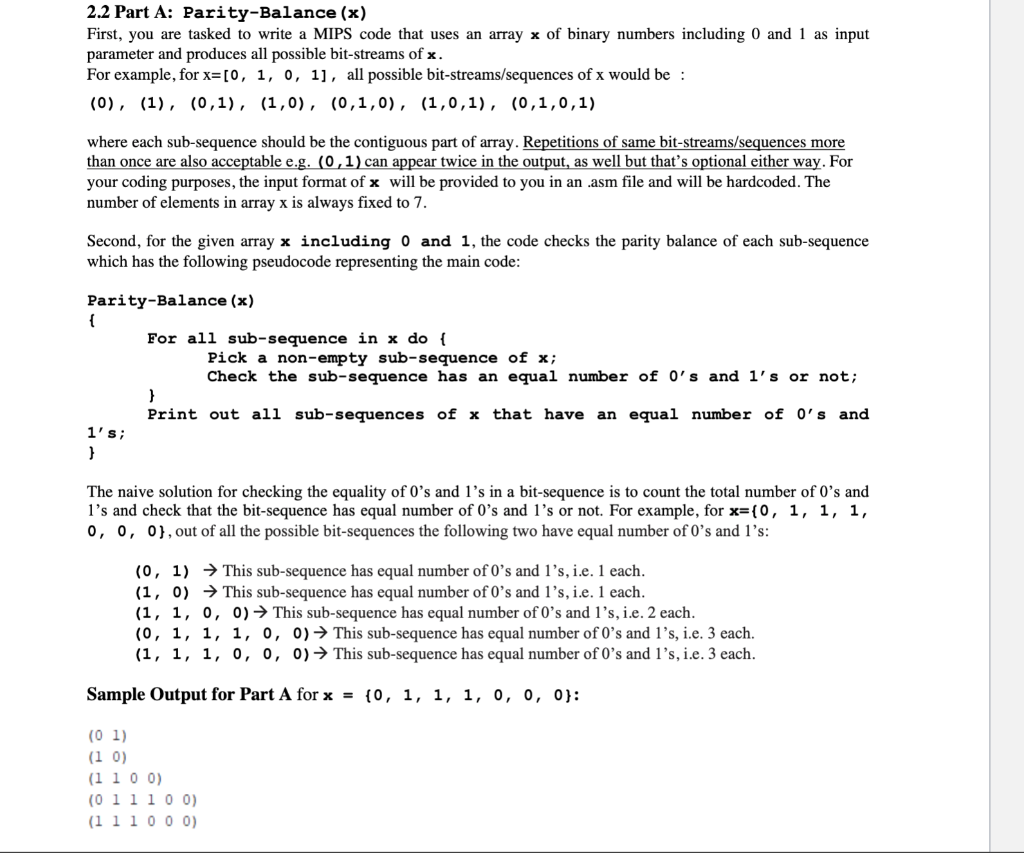Write MIPS code to find all sub-sequences for a given | Chegg.com