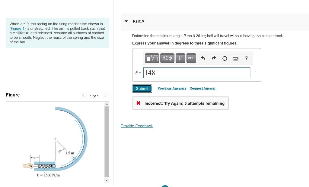 Solved Part A When s = 0, the spring on the firing mechanism | Chegg.com