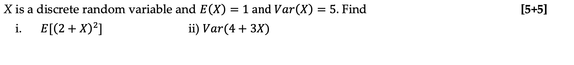 Solved X Is A Discrete Random Variable And Ex1 And 5765