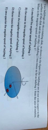 Solved s Two ladybugs sit on a rotating disk, as shown in | Chegg.com
