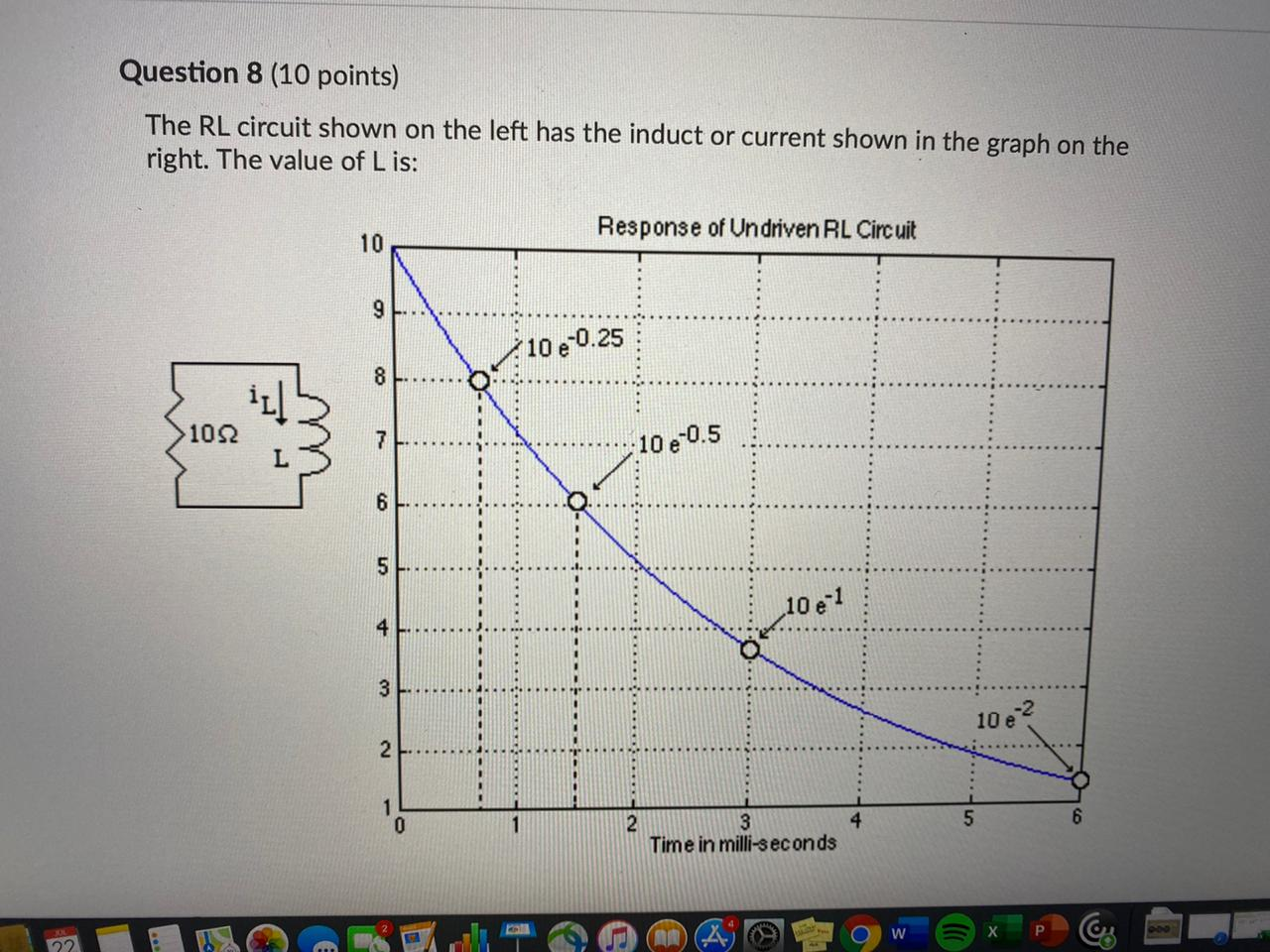Solved Question 8 (10 points) The RL circuit shown on the | Chegg.com