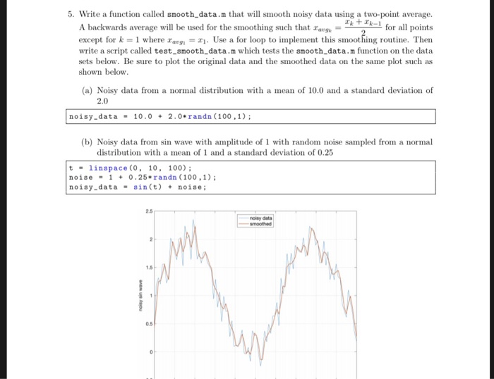 Solved 5. Write a function called smooth_data.m that will | Chegg.com
