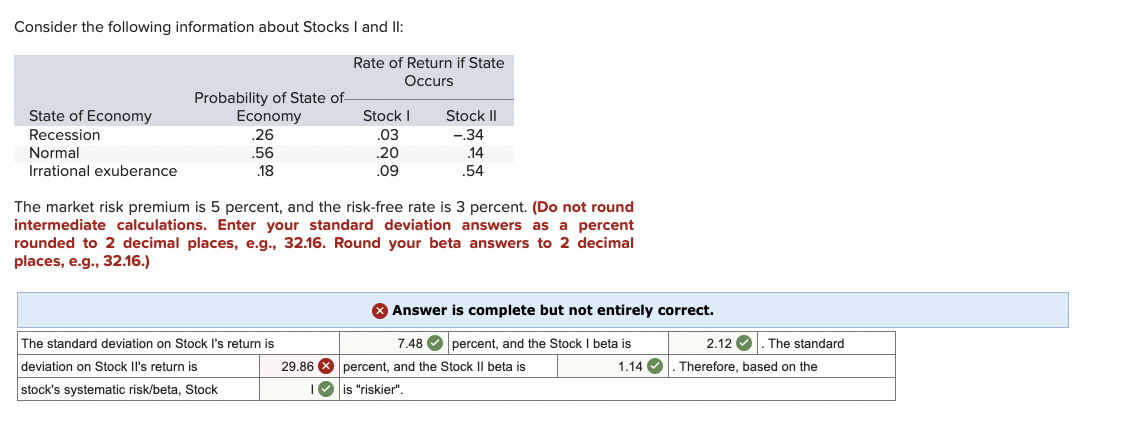 Solved Consider the following information about Stocks I and | Chegg.com