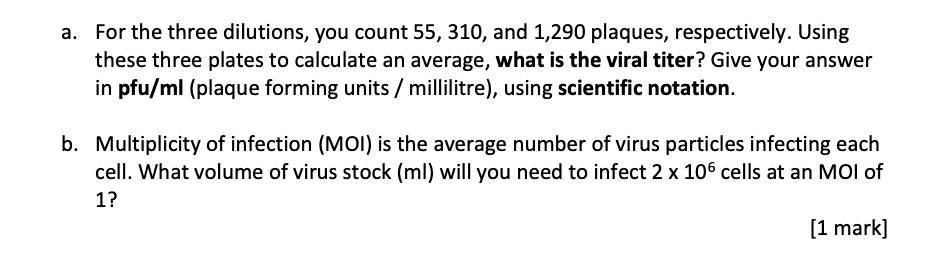 Solved Infectious virus particles can be quantified by | Chegg.com