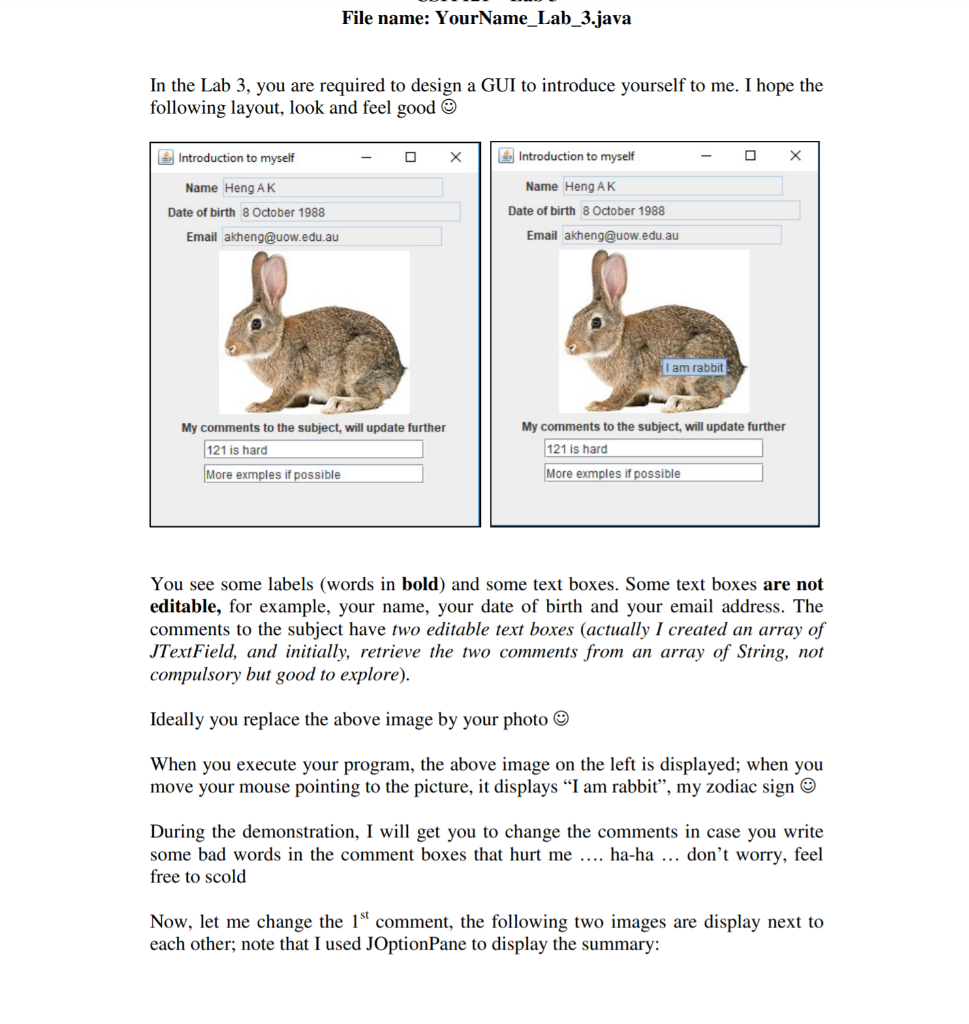 Solved File name: YourName_Lab_3.java In the Lab 3, you are | Chegg.com