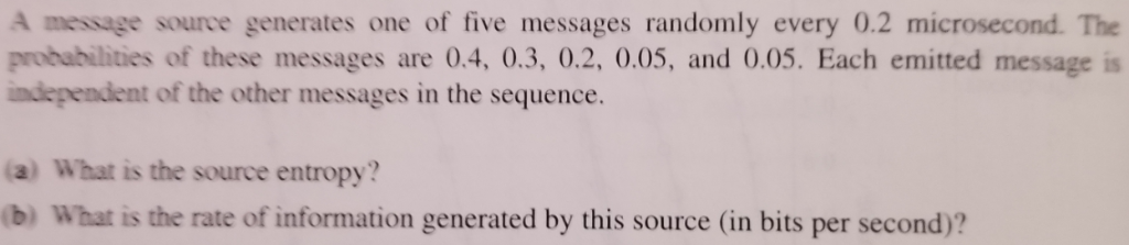 Solved A message source generates one of five messages | Chegg.com