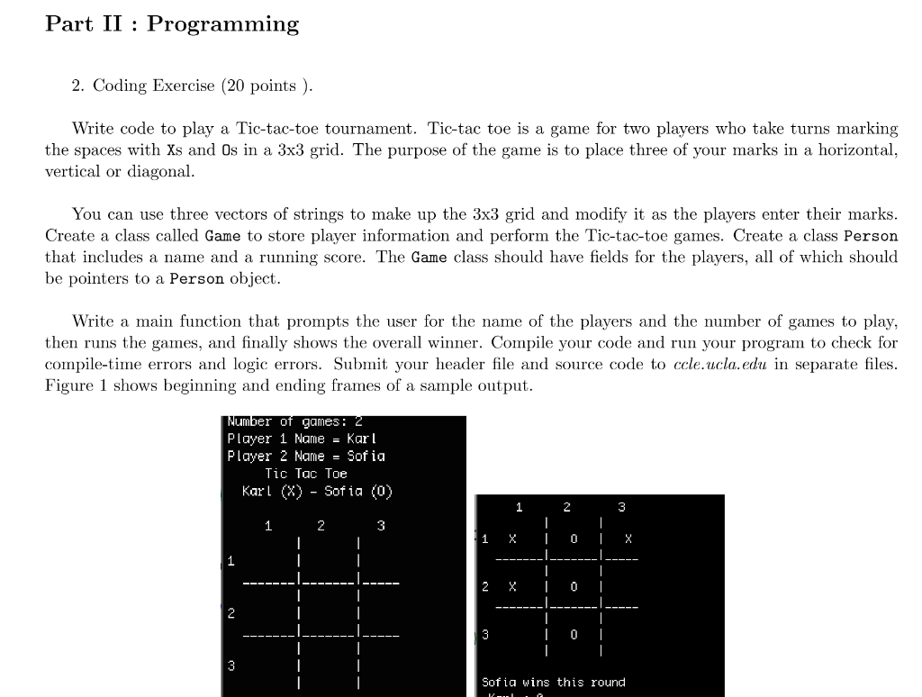 Part II : Programming 2. Coding Exercise (20 points | Chegg.com
