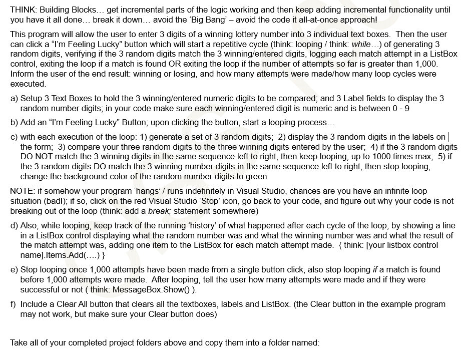 Solved THINK: Building Blocks... get incremental parts of | Chegg.com