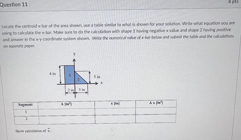 Locate the centroid x-bar of the area shown, use a | Chegg.com