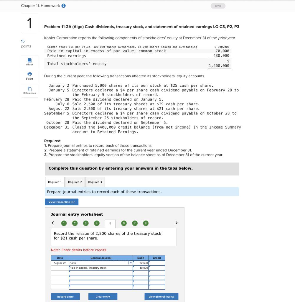Solved Chapter 11. Homework Saved 1 Problem 11-2A (Algo) | Chegg.com