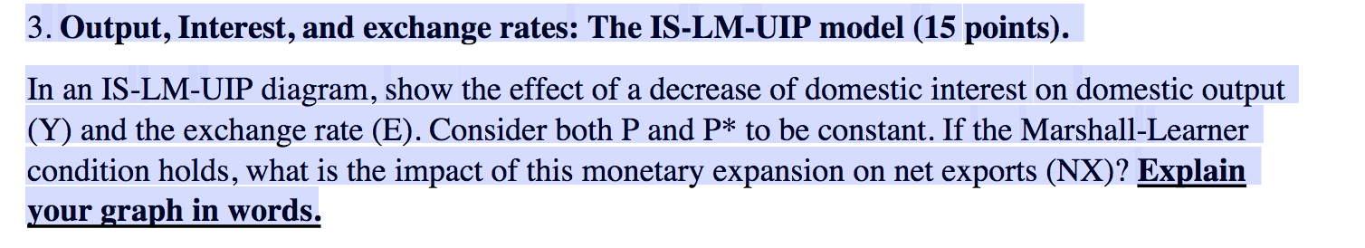 3. Output, Interest, and exchange rates: The | Chegg.com