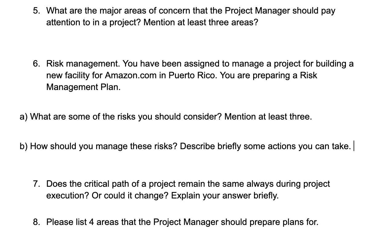 Solved 5. What are the major areas of concern that the | Chegg.com