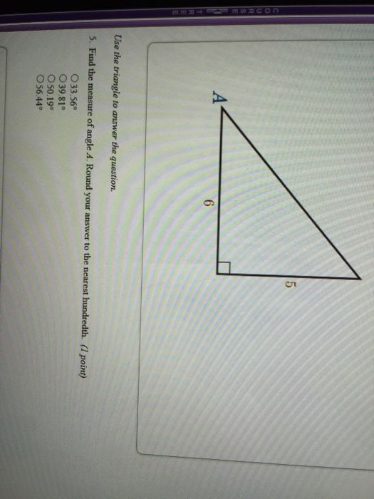 Solved Find the measure of angle A. Round your answer to the | Chegg.com