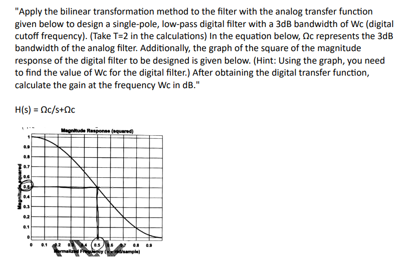 Solved "Apply the bilinear transformation method to the | Chegg.com